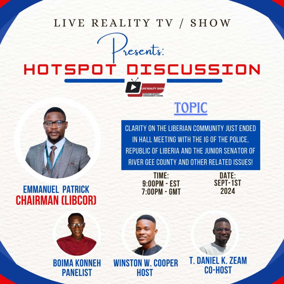 Chairman Emmanuel Patrick will be live tonight on the Live Reality TV ...